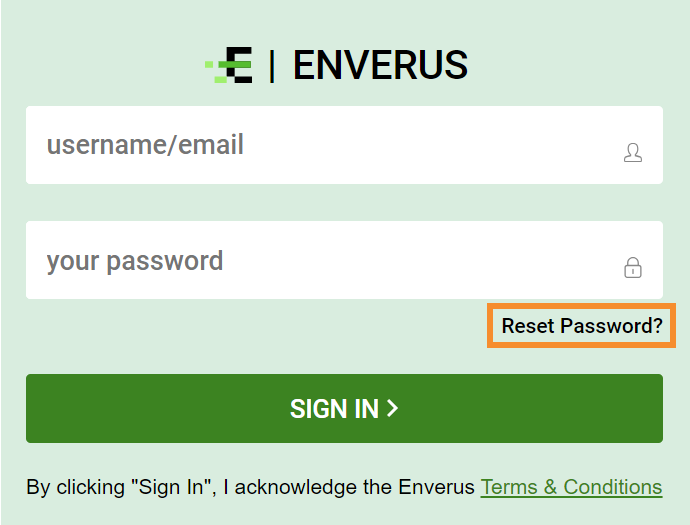 Enverus Log In Reset Password